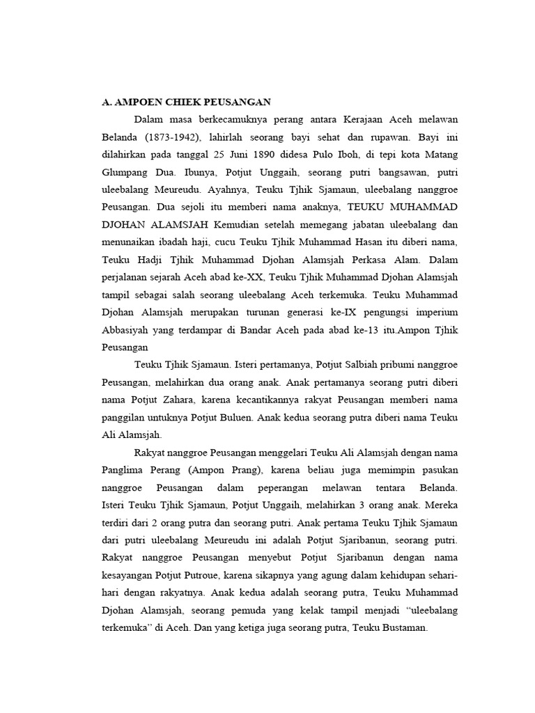 Silsilah Teuku Muhammad Djohan Alamsjah | PDF | Politik
