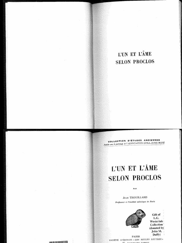 Trouillard L Un Et L Ame Selon Proclos | PDF