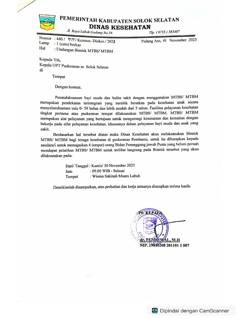 Undangan Bimtek Mtbs MTBM | PDF