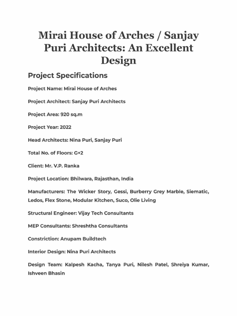 Mirai House of Arches Sanjay Puri Architects An Excellent Design | PDF
