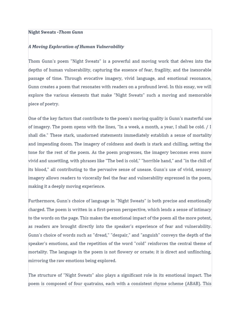 Night Sweats | PDF | Poetry