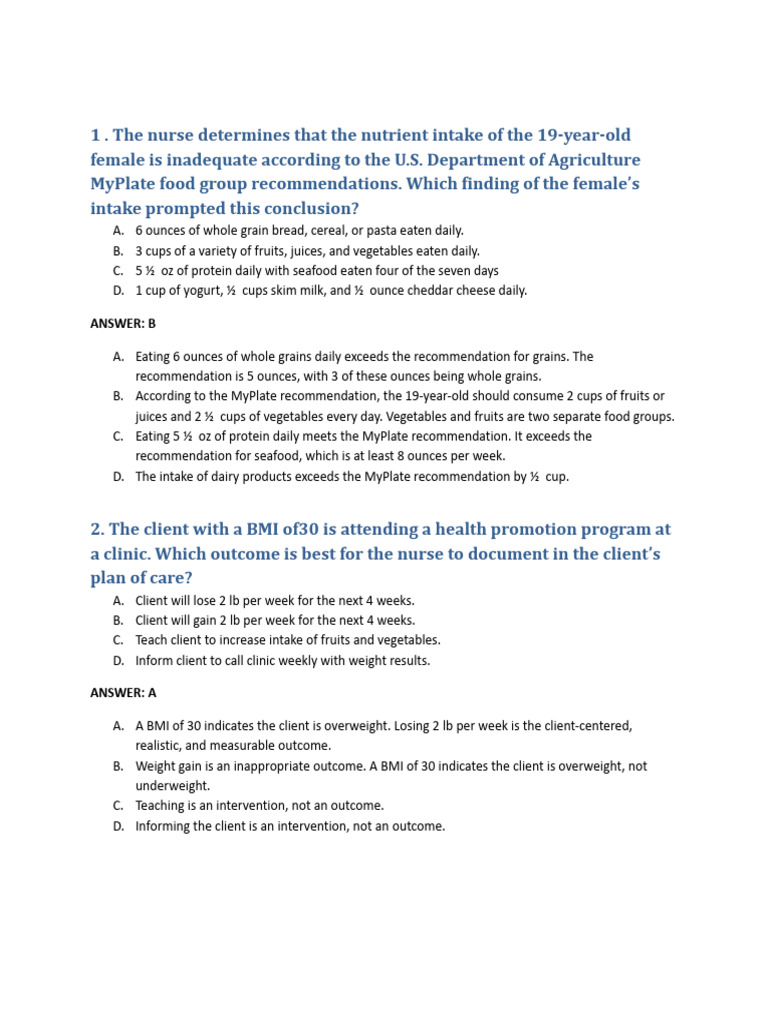 Nutritional Guidelines for Health Care Clients | PDF | Dash Diet | Vitamin
