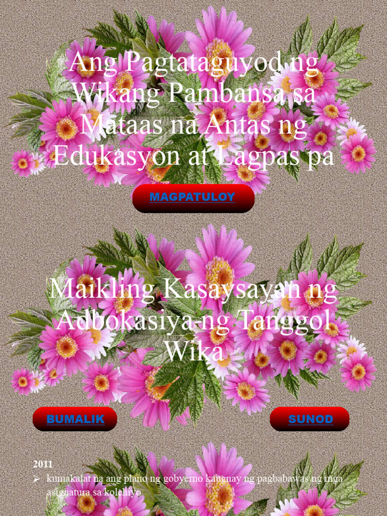 YUNIT-1 ppt2 Maikling Kasayasayan NG Adbokasiya NG Tanggol Wika | PDF