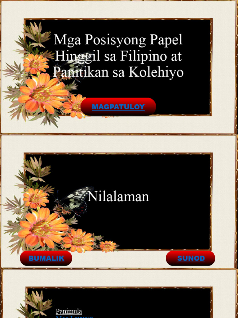 YUNIT-1 Ppt3 Mga Posisyong Papel Hinggil Sa Filipino at Panitikan Sa ...