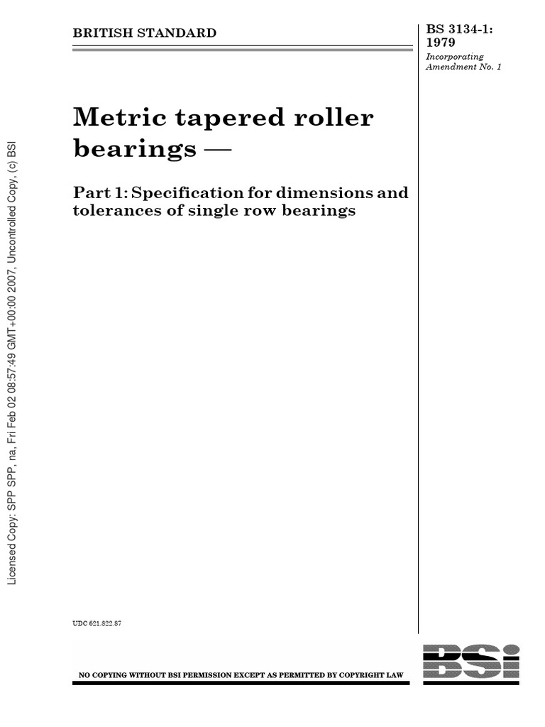 BS3134-1 (Roller BRG) | PDF | Engineering Tolerance | International ...