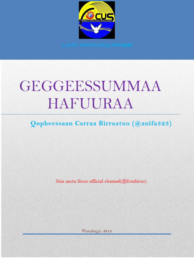 Geggeessummaa Hafuuraa (Chara - BC) | PDF