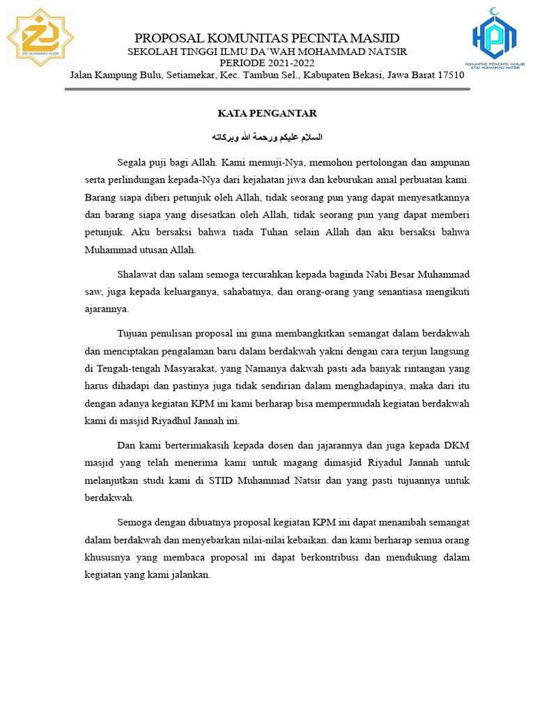 Proposal Kegiatan KPM (Arya) | PDF