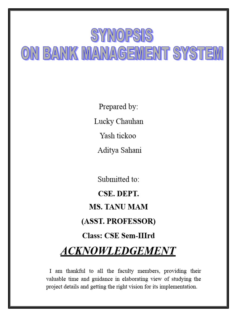 Report-Bank Management System | PDF | Operating System | Banks