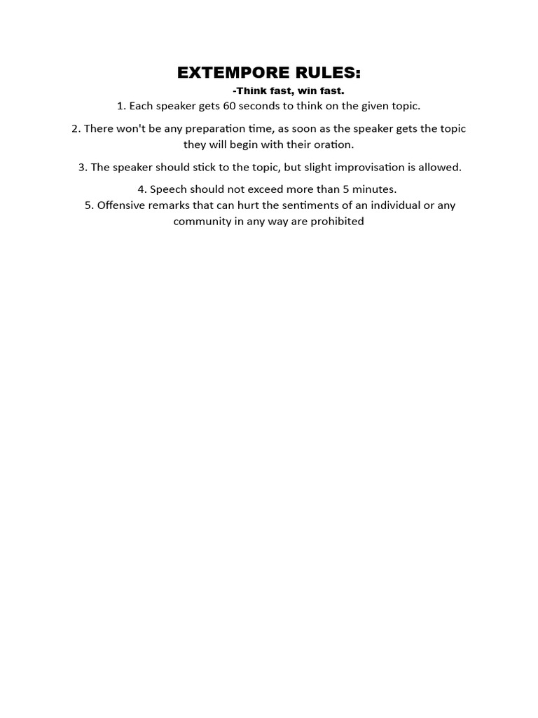 Extempore Rules | PDF