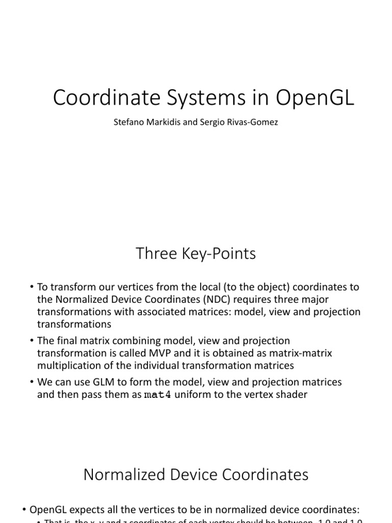 OpenGL Coordinate System Guide | PDF | Shader | Matrix (Mathematics)