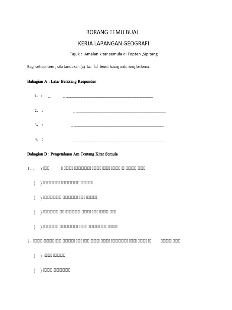 Borang Temu Bual | PDF
