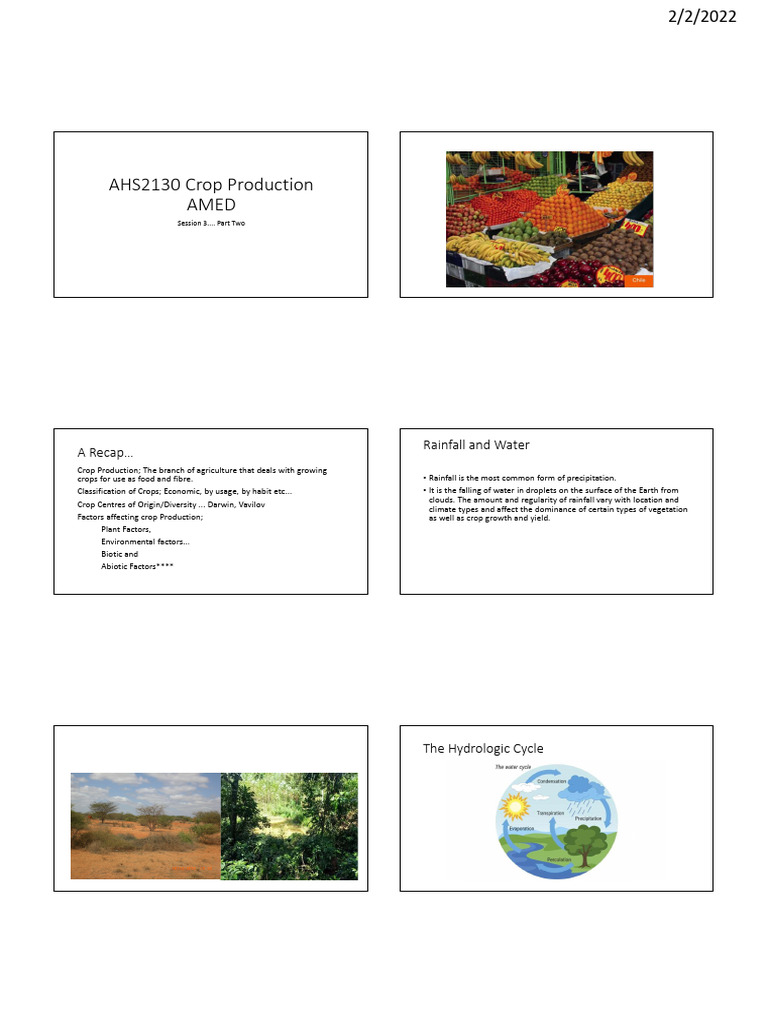 Crop Production Crop Environment Session 3 Part II | PDF | Soil ...