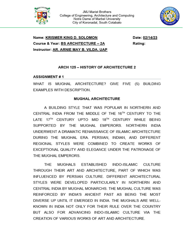 Hoa 2 Mughal Architecture - Solomon | PDF