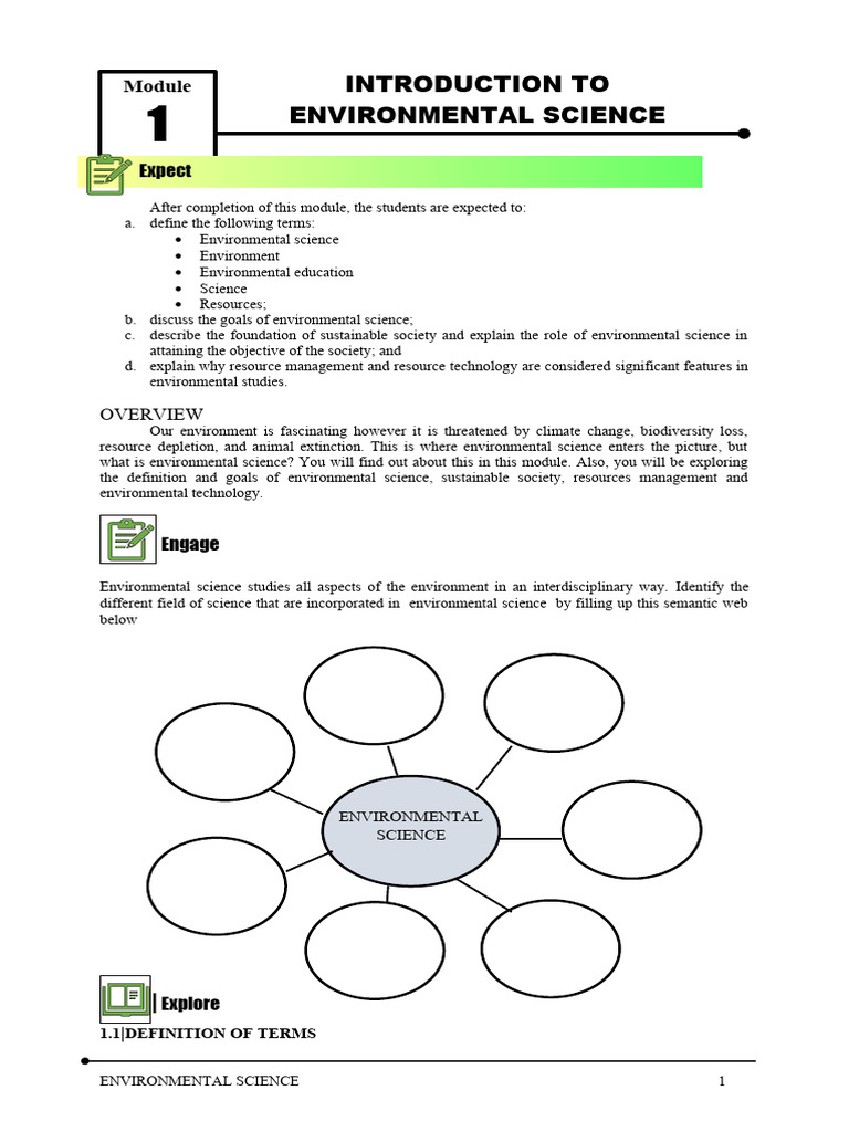 Module 1 Introduction To Environmental Science Pdf Environmental
