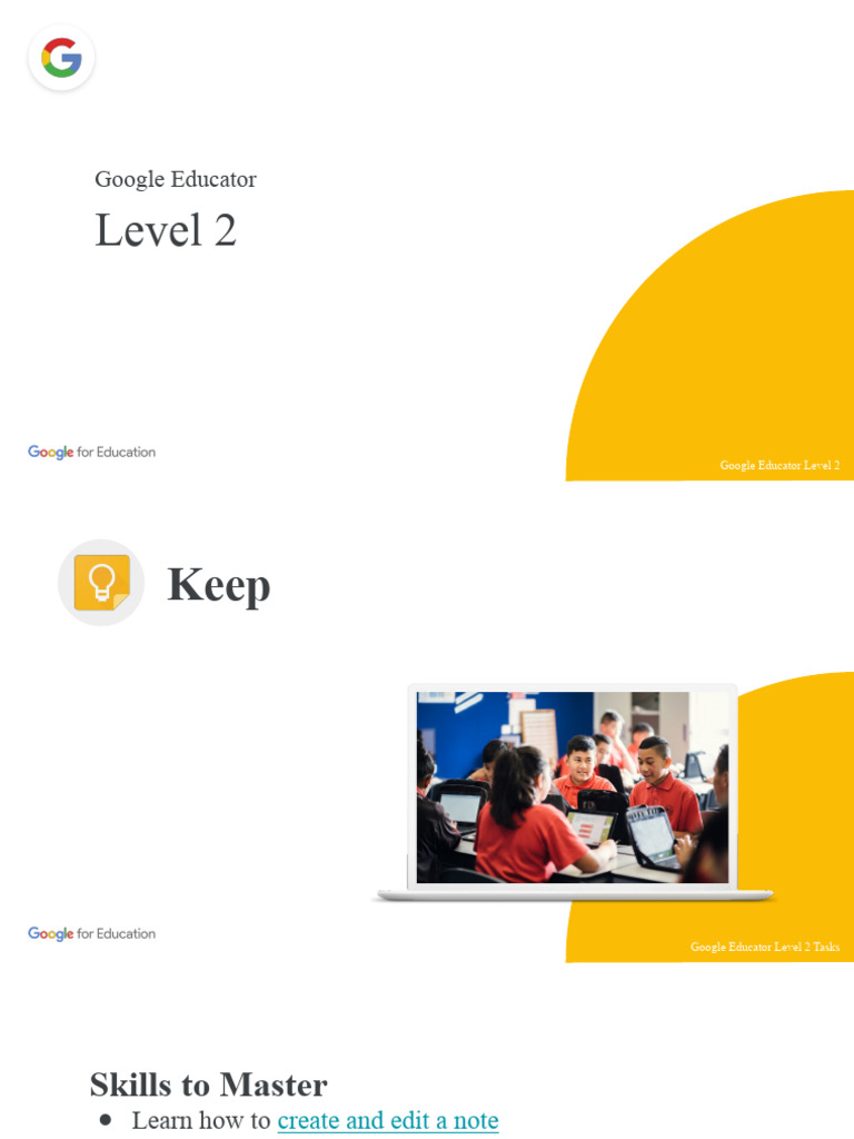 Google Educator Level 2 Keep Tasks | PDF