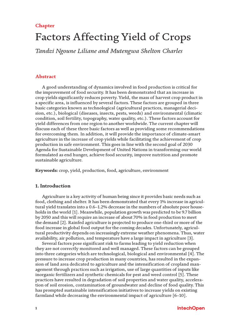 Factors Affecting Yield of Crops | PDF | Agriculture | Soil