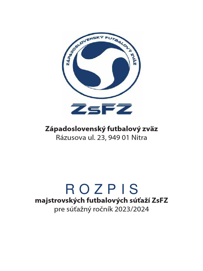 Rozpis Sutazi ZSFZ 2023 24 | PDF