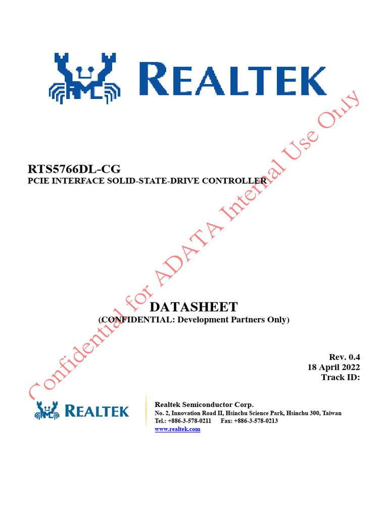 Rts5766dl Datasheet Adata v0.4 | PDF | Flash Memory | Solid State Drive