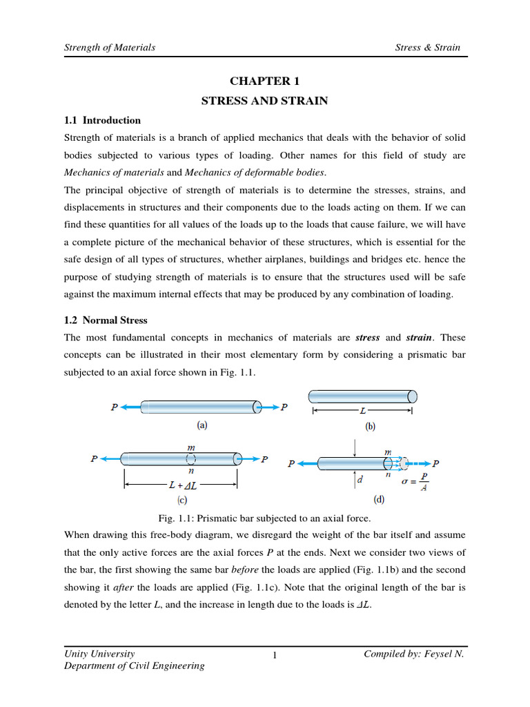 Chapter-1-Stress & Strain | PDF | Deformation (Engineering) | Stress ...