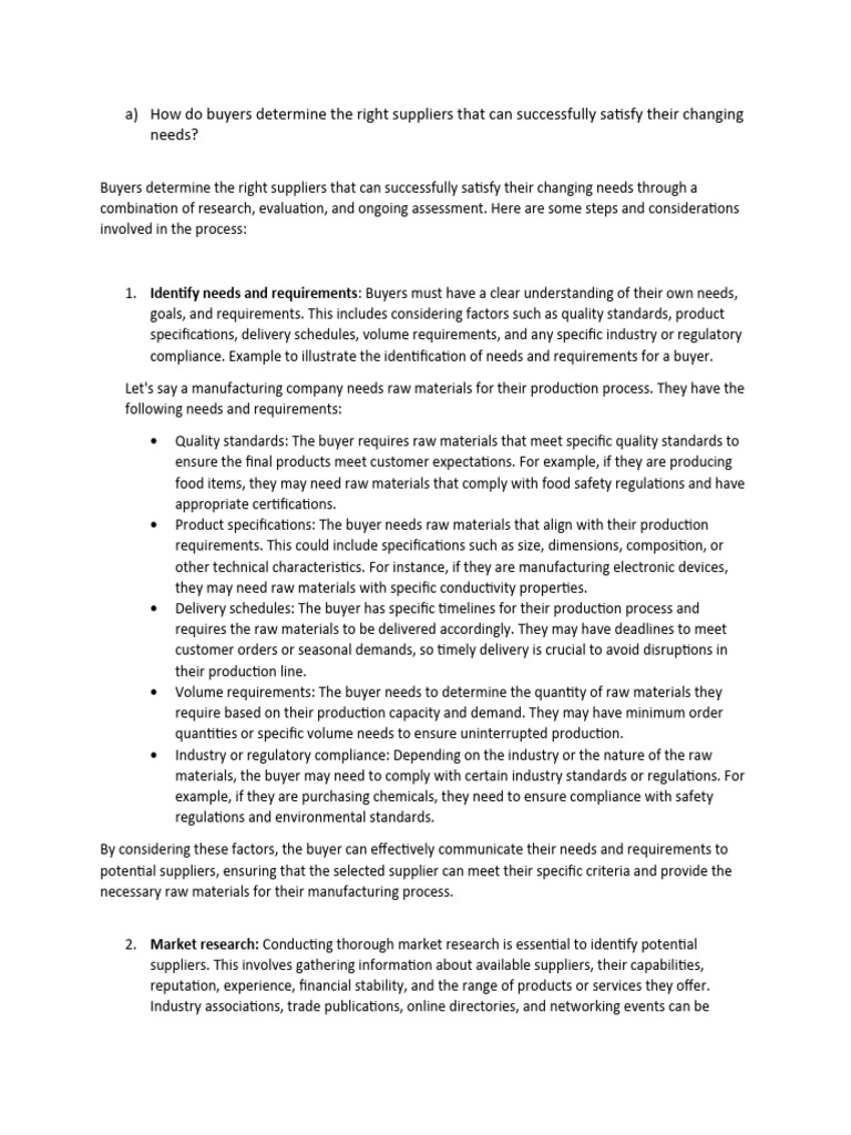 Question B For Supplier Quality Management | PDF | Procurement | Supply ...