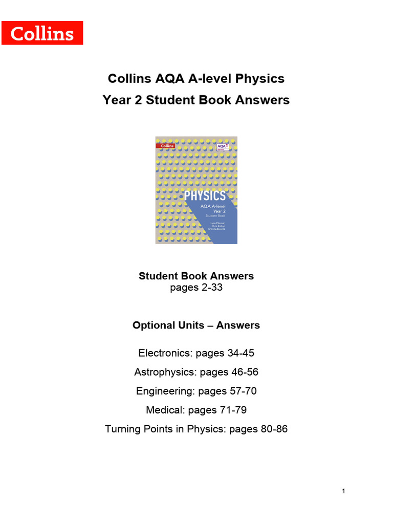 AQA A-Level Physics Student Book Answers | PDF | Gases | Velocity