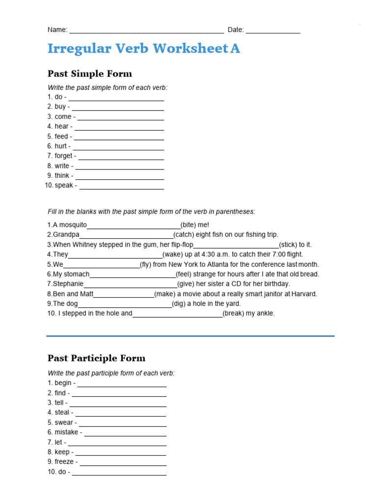 Irregular Verbs (Exercise) | PDF | Linguistics