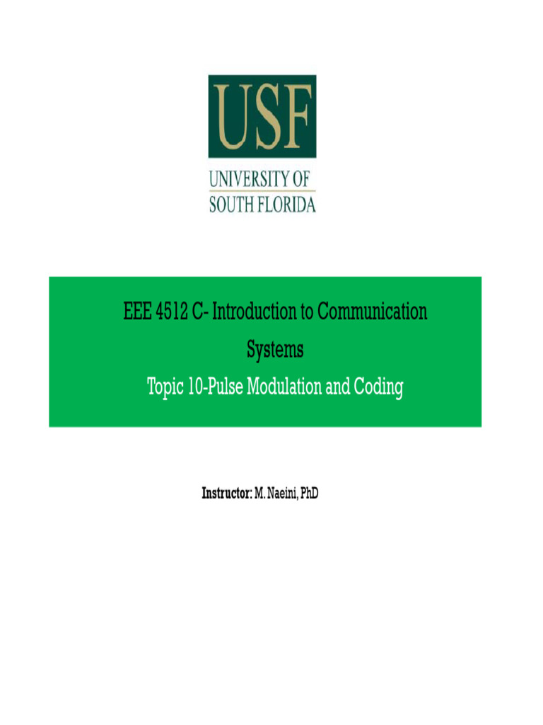 Annotated EEL4512C Topic10 Pulse Modulation Coding | PDF | Modulation | Algorithms