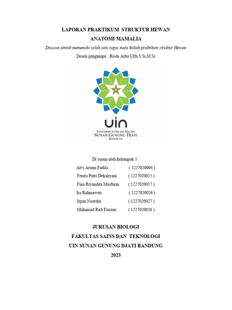 Laporan Praktikum Struktur Hewan Mamalia | PDF