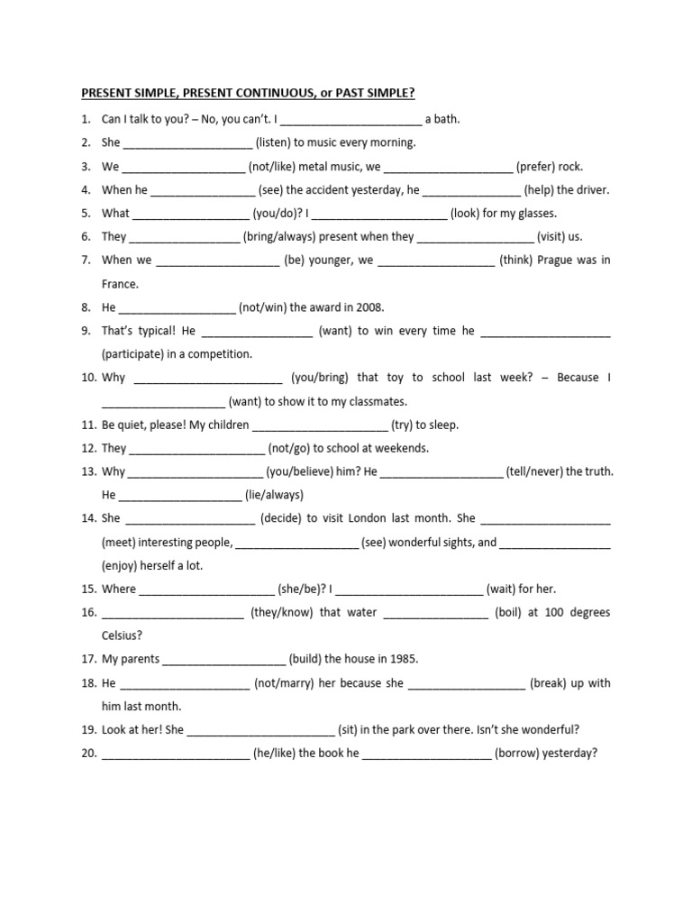Present Simple - Cont & Past Simple - Cont | PDF