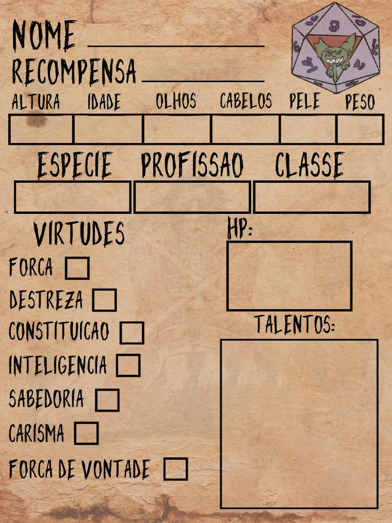 One Piece - Ficha Editavel PDF | PDF