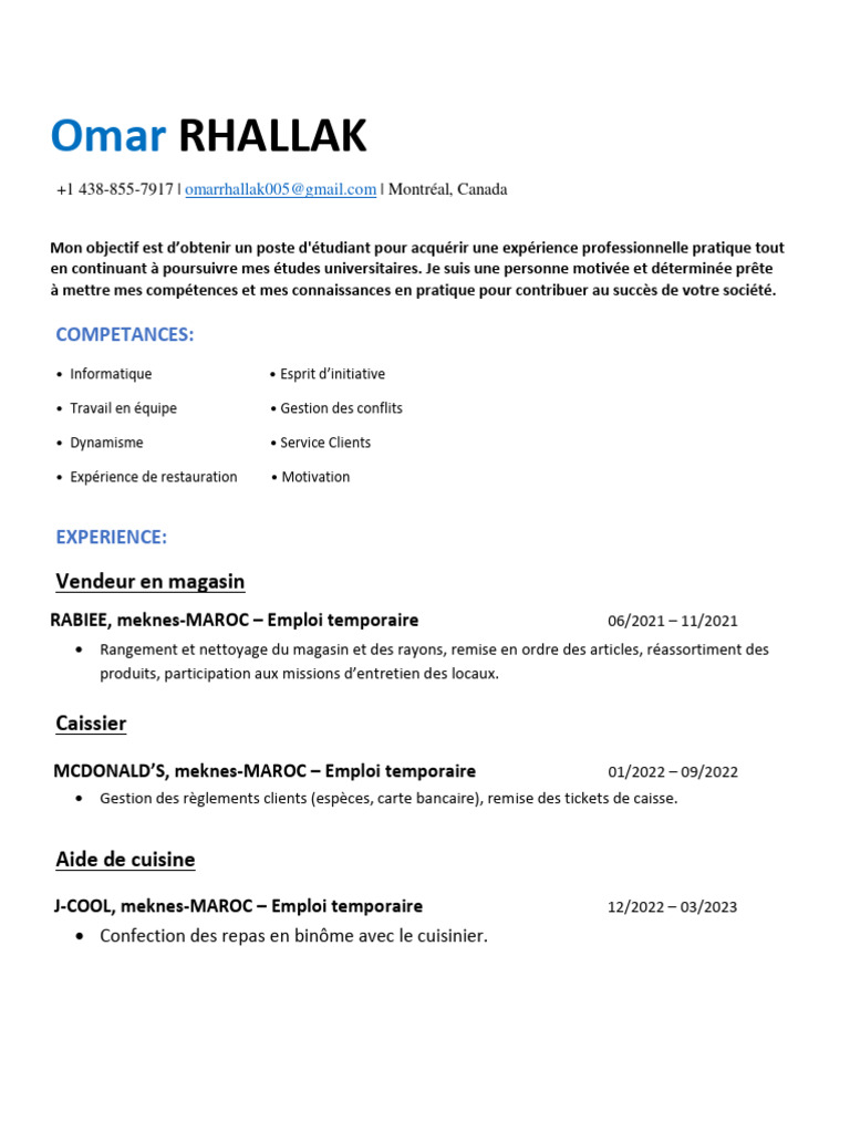 Omar Rhallak CV | PDF