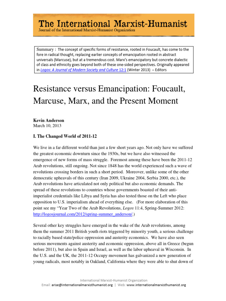 Kevin B. Anderson - Resistance Versus Emancipation Foucault, Marcuse ...