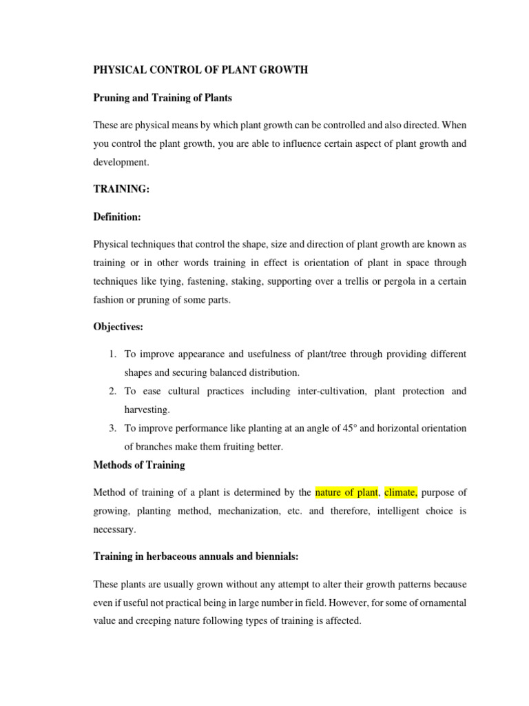 Physical Control of Plant Growth | PDF | Plant Hormone | Auxin