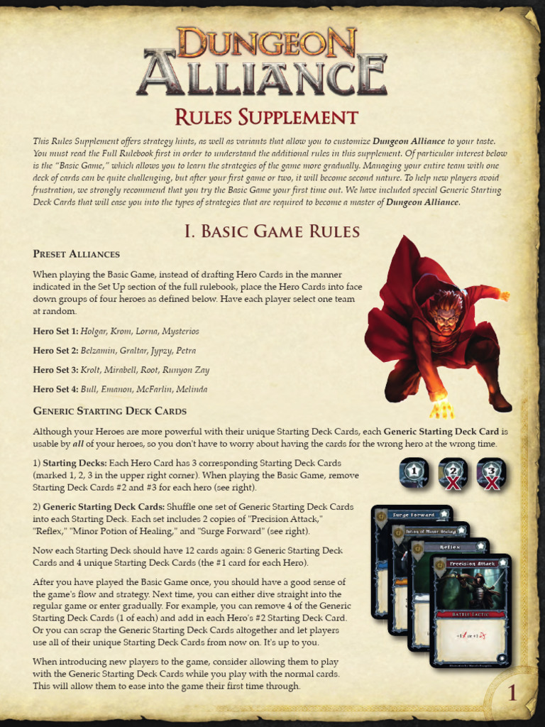Dungeon Alliance Supplement | PDF | Playing Cards | Quest