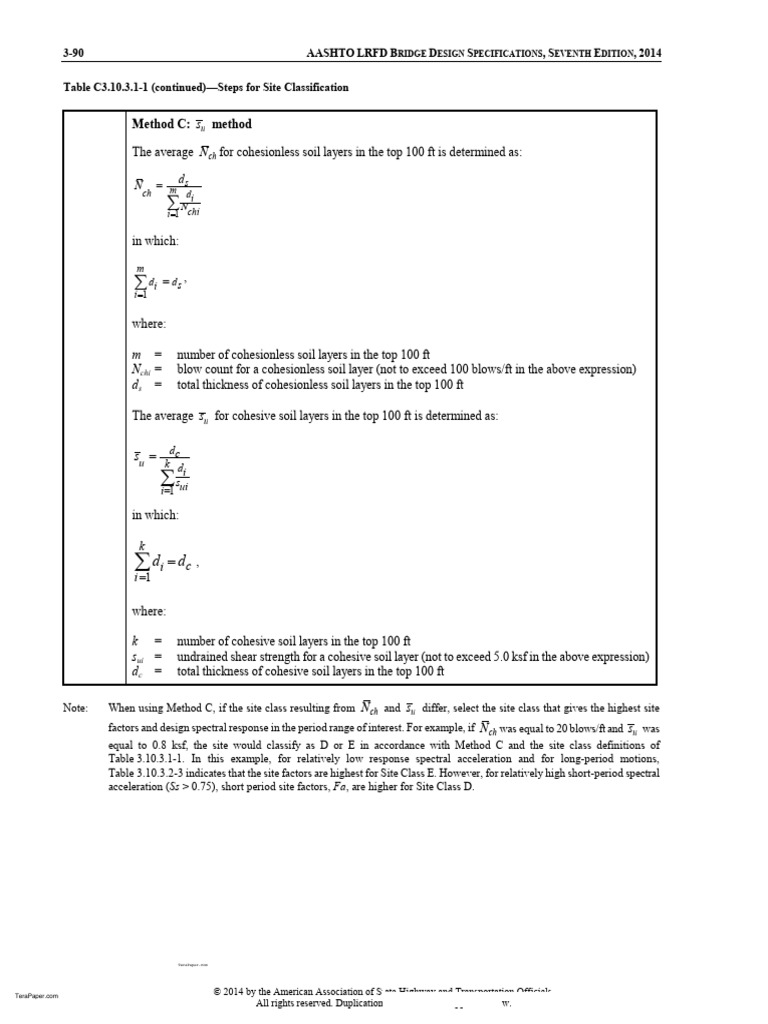 Aashto Part Site Classification | PDF | Force | Normal Mode