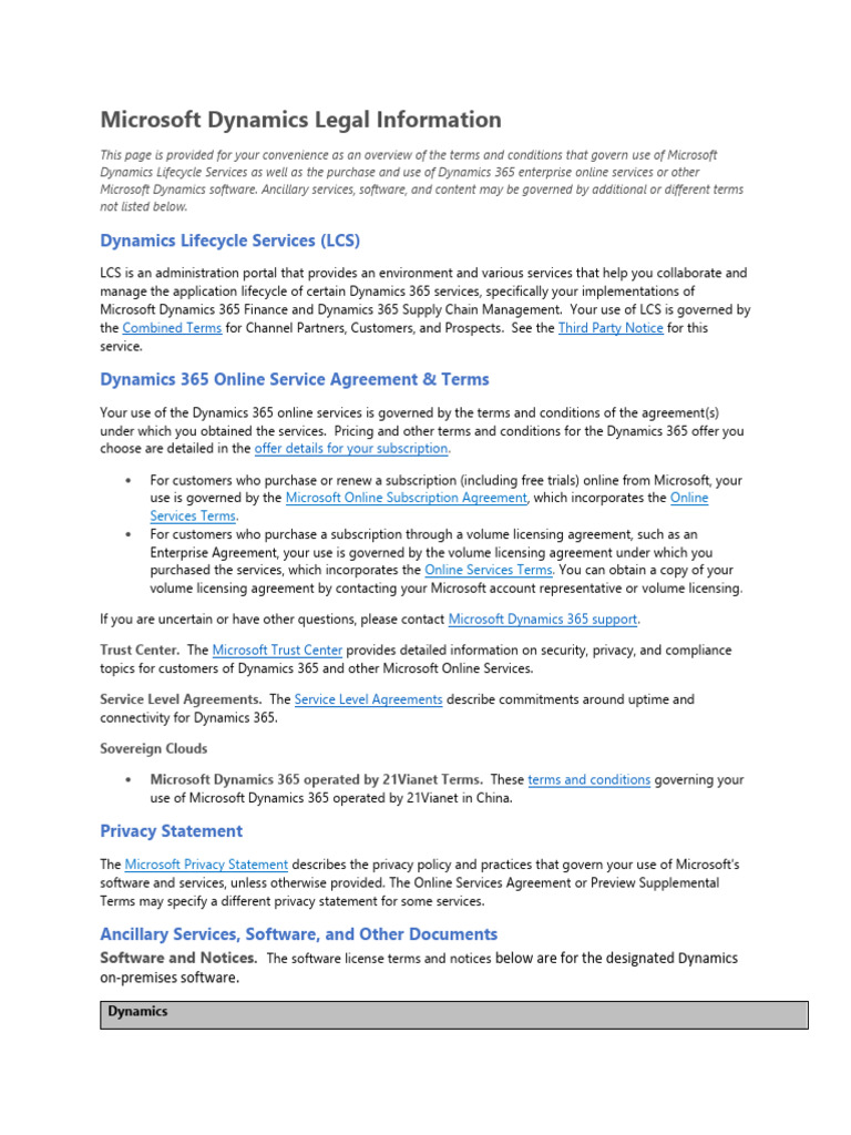 D365 - Legal Information Page (Final - June.24.2020) | PDF ...