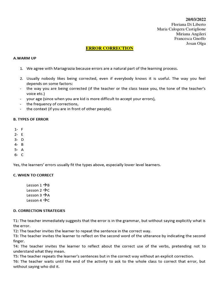 Error Correction Group 11 | PDF | Learning | Syntax