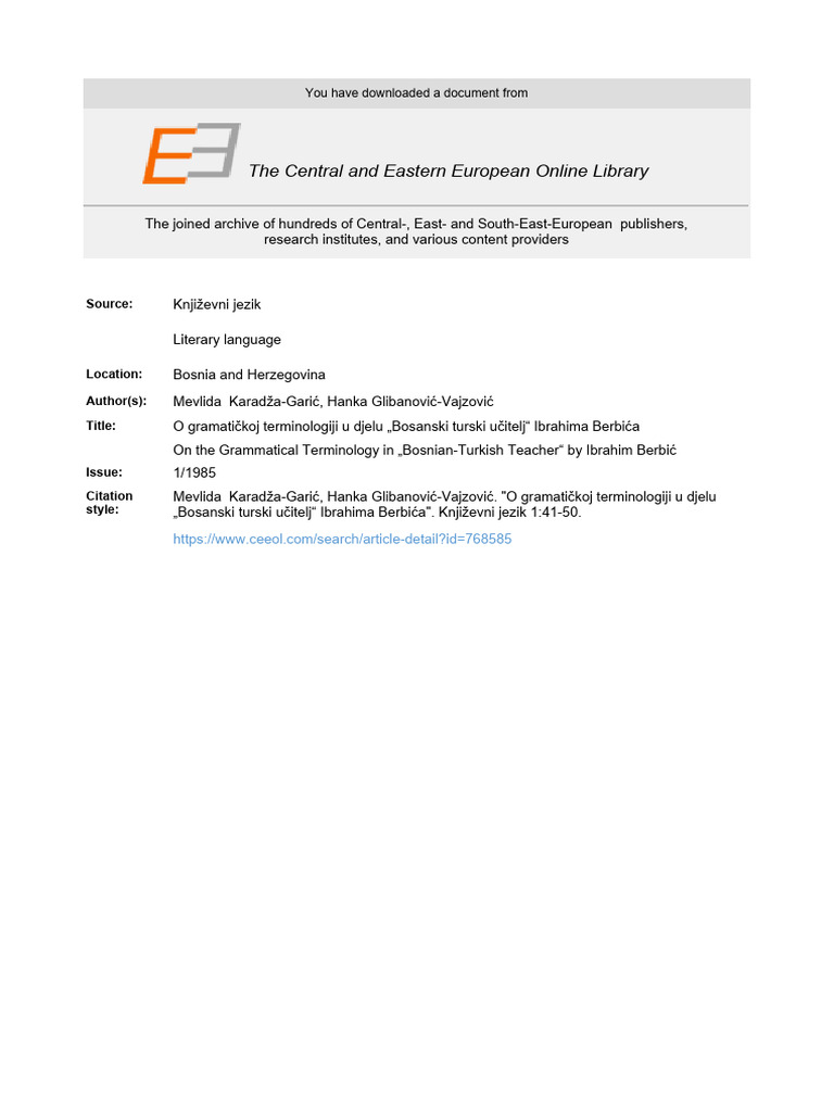 On The Grammatical Terminology in Bosnian Turkish Teacher by Ibrahim ...