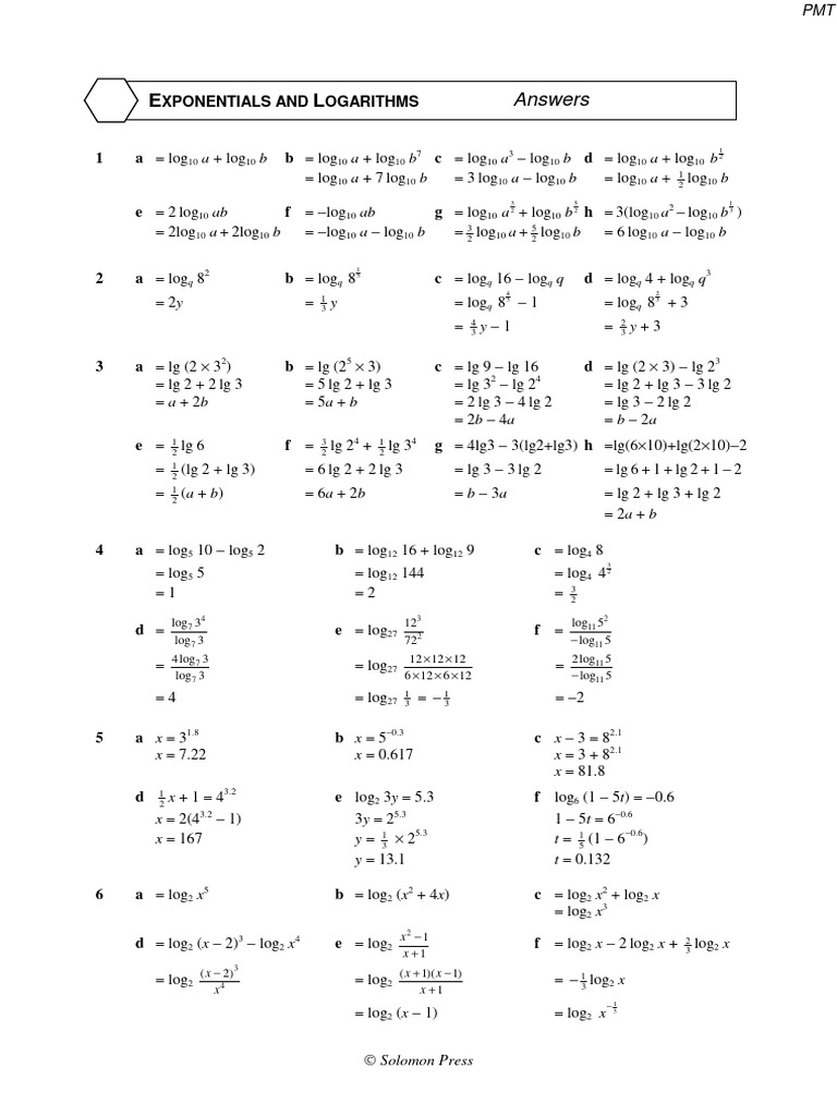 4b Laws Of Logarithms Further Questions Answers Pdf Theory Of