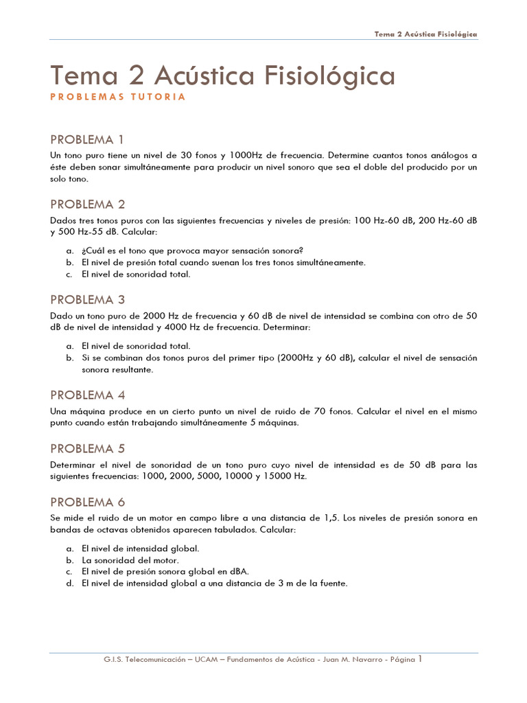 ProblemasT2 Acustica | PDF | Decibel | ruido