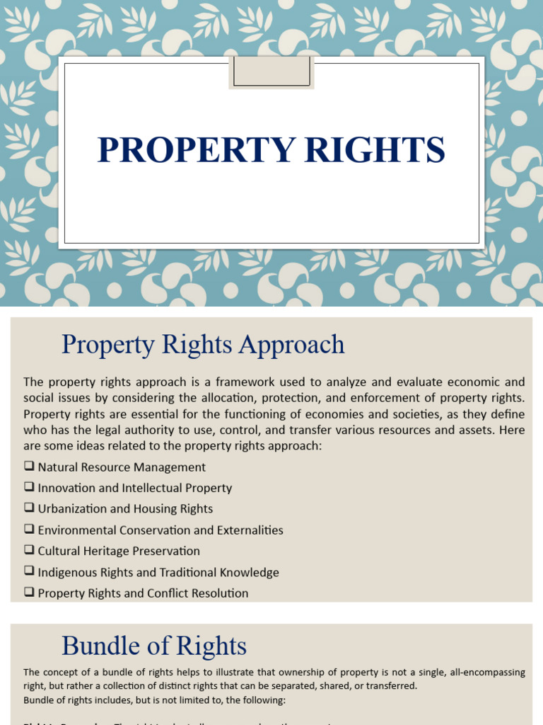 Presentation On Property Rights | PDF | Property | Concurrent Estate