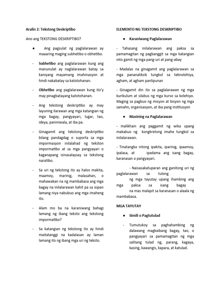 Aralin 2 Pagbasa | PDF