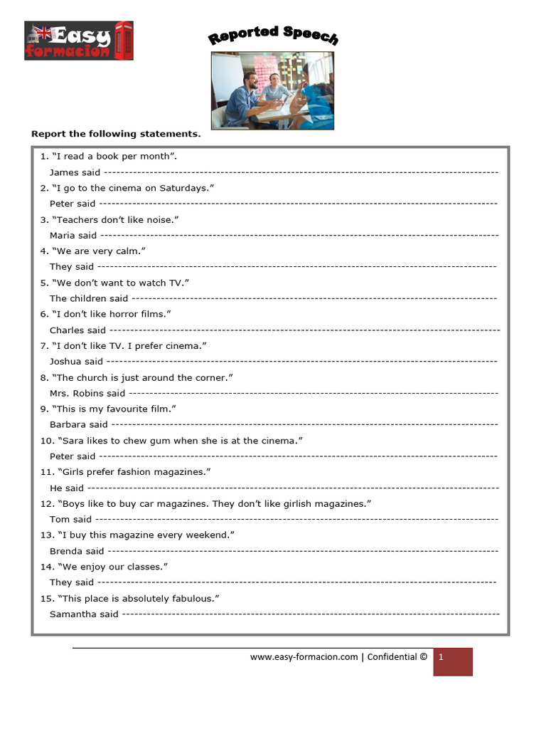 Reported Speech Statements | PDF