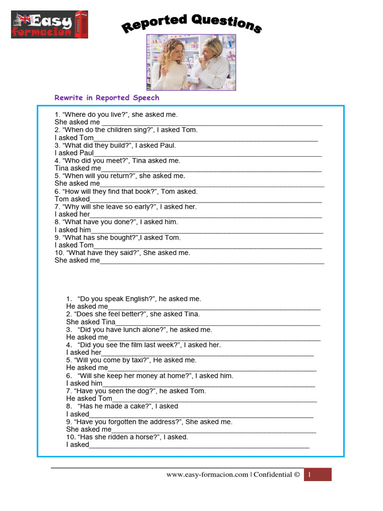 Reported Speech Questions | PDF | Language Arts & Discipline | Self ...
