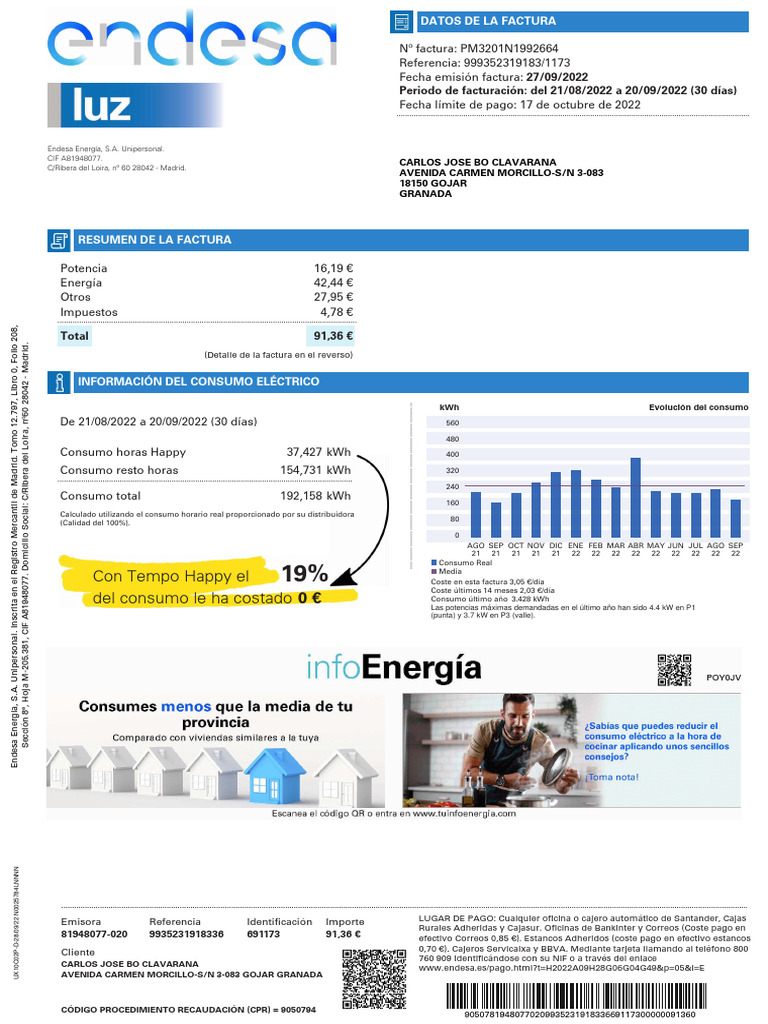 Endesa Factura PM3201N1992664 | PDF