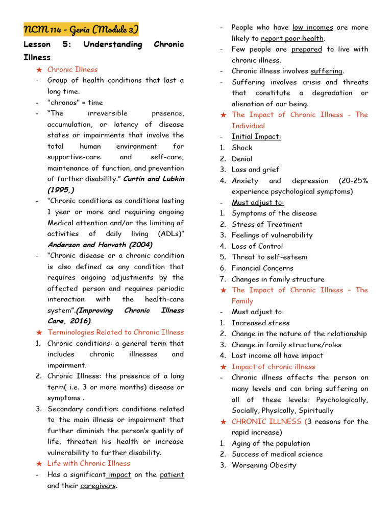 Geria Lesson | PDF | Chronic Condition | Chronic Obstructive Pulmonary Disease