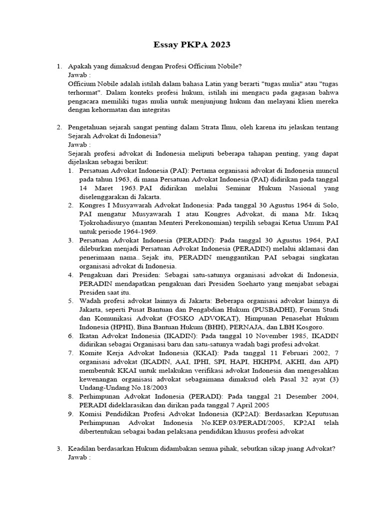 Essay PKPA 2023 | PDF