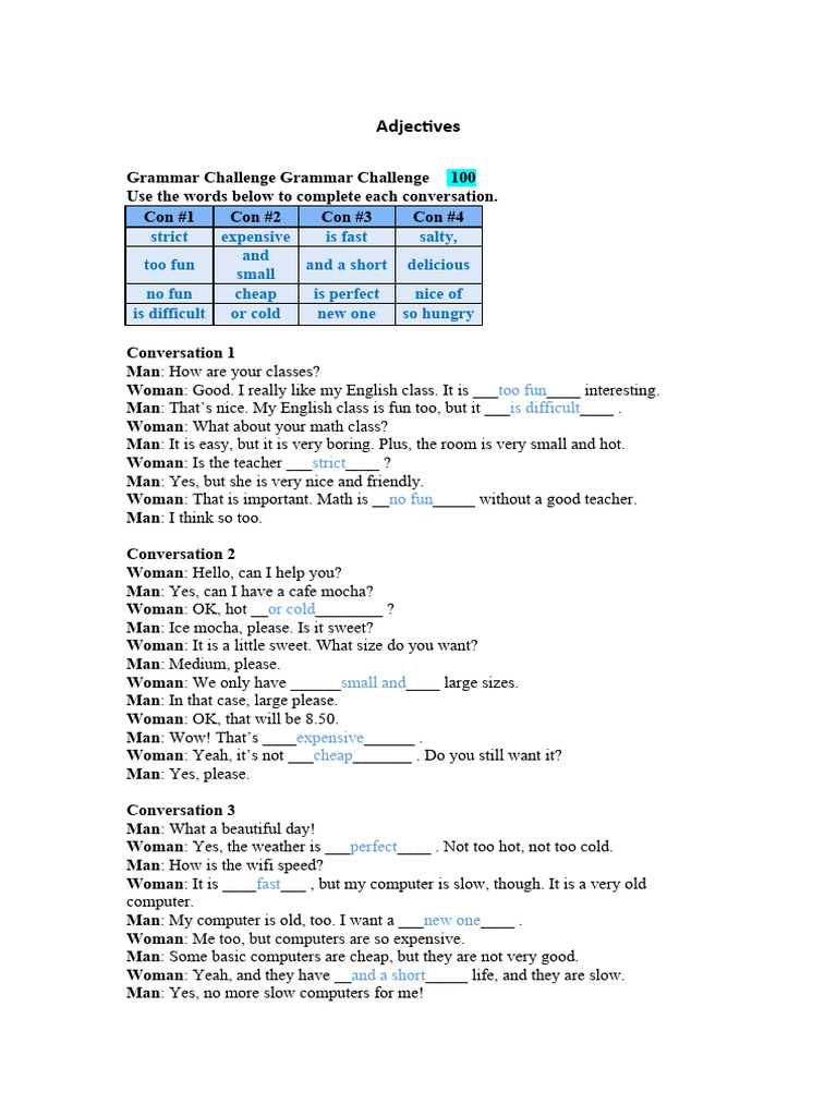 Adjective - Lesson A1-07 | PDF | Linguistics
