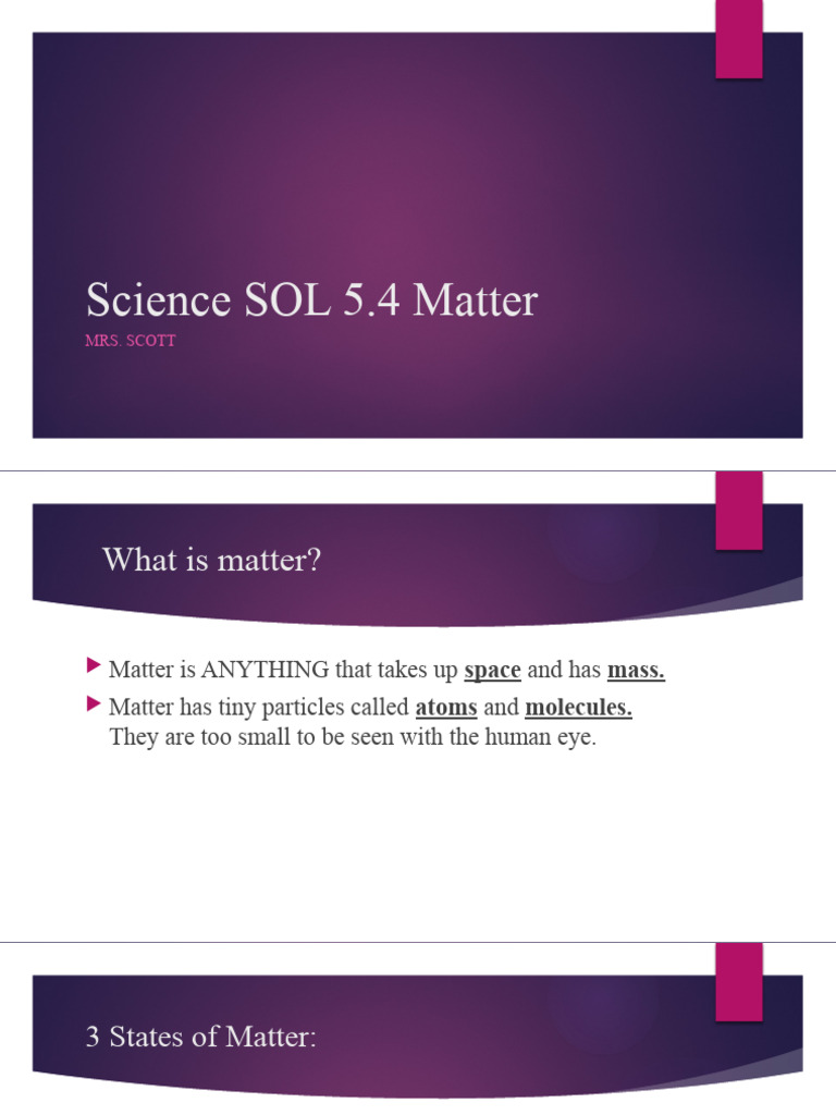 Science SOL 5.4 PowerPoint | PDF | Atoms | Chemical Elements
