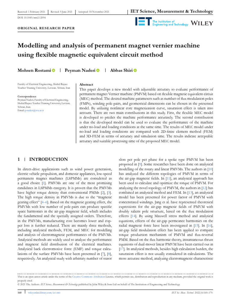 Modelling And Analysis Of Permanent Magnet Vernier Pdf Finite Element Method Magnetic Field